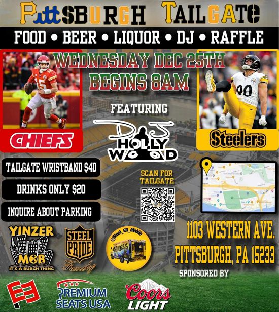 Tailgreeter - PITTSBURGH TAILGATE: Pittsburgh Steelers v Kansas City Chiefs
